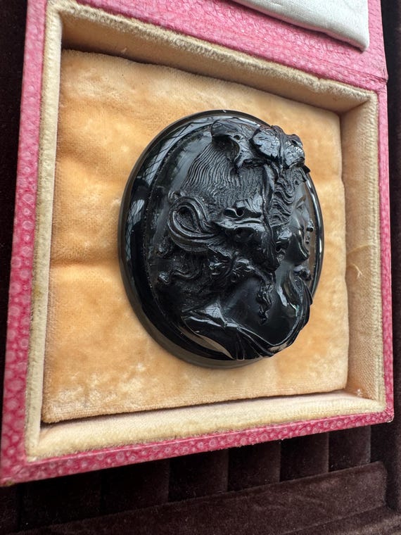 Rare Beautiful Large Jet Victorian Greek God Dionysus… - Gem