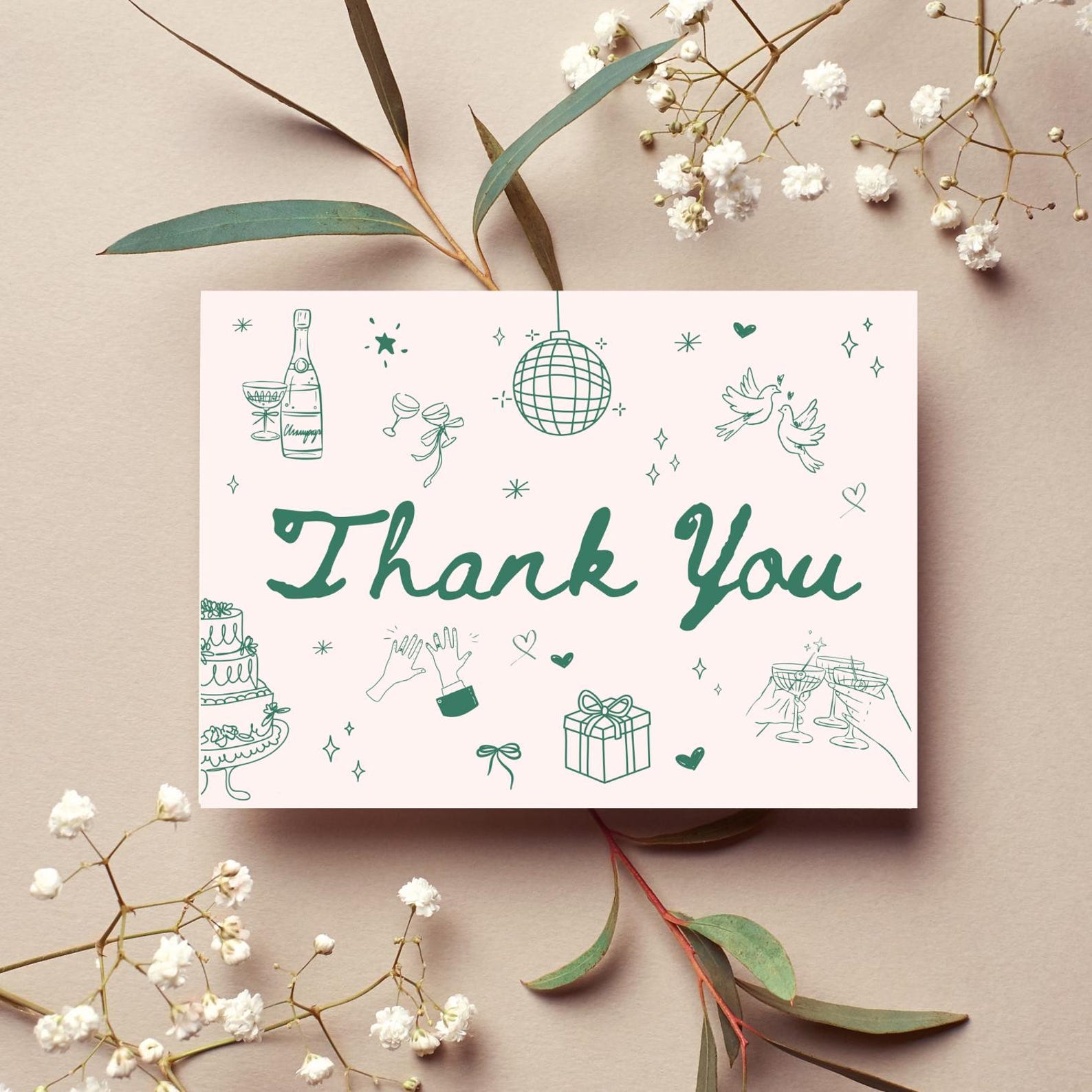 Handwritten Thank You Card Canva Template Whimsical Doodle Scribble ...