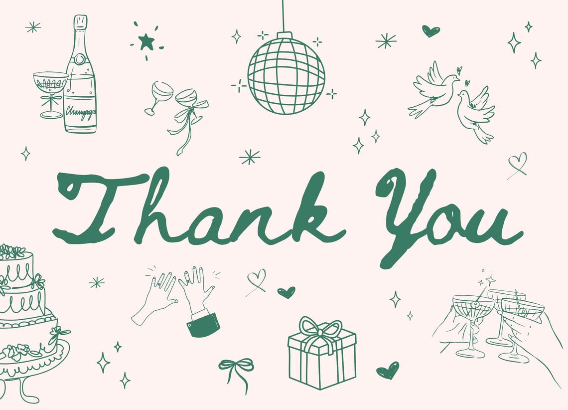 Handwritten Thank You Card Canva Template Whimsical Doodle Scribble ...