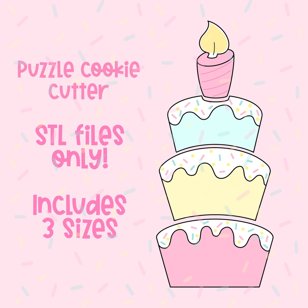 Birthday Cake Puzzle Stacking Cake Digital Cookie Cutter File. for ...