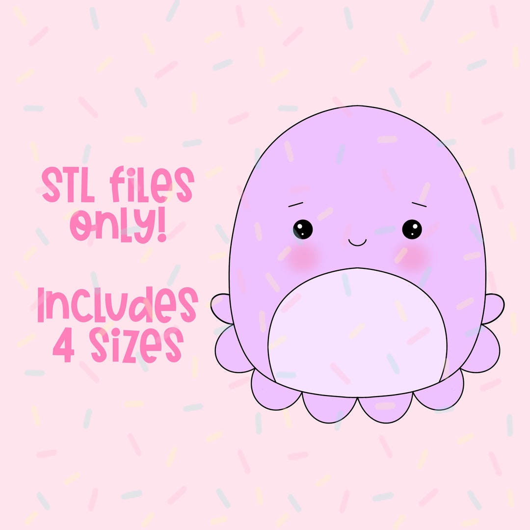 Plush Octopus Cuttlefish Kawaii Digital STL Cookie Cutter File for ...