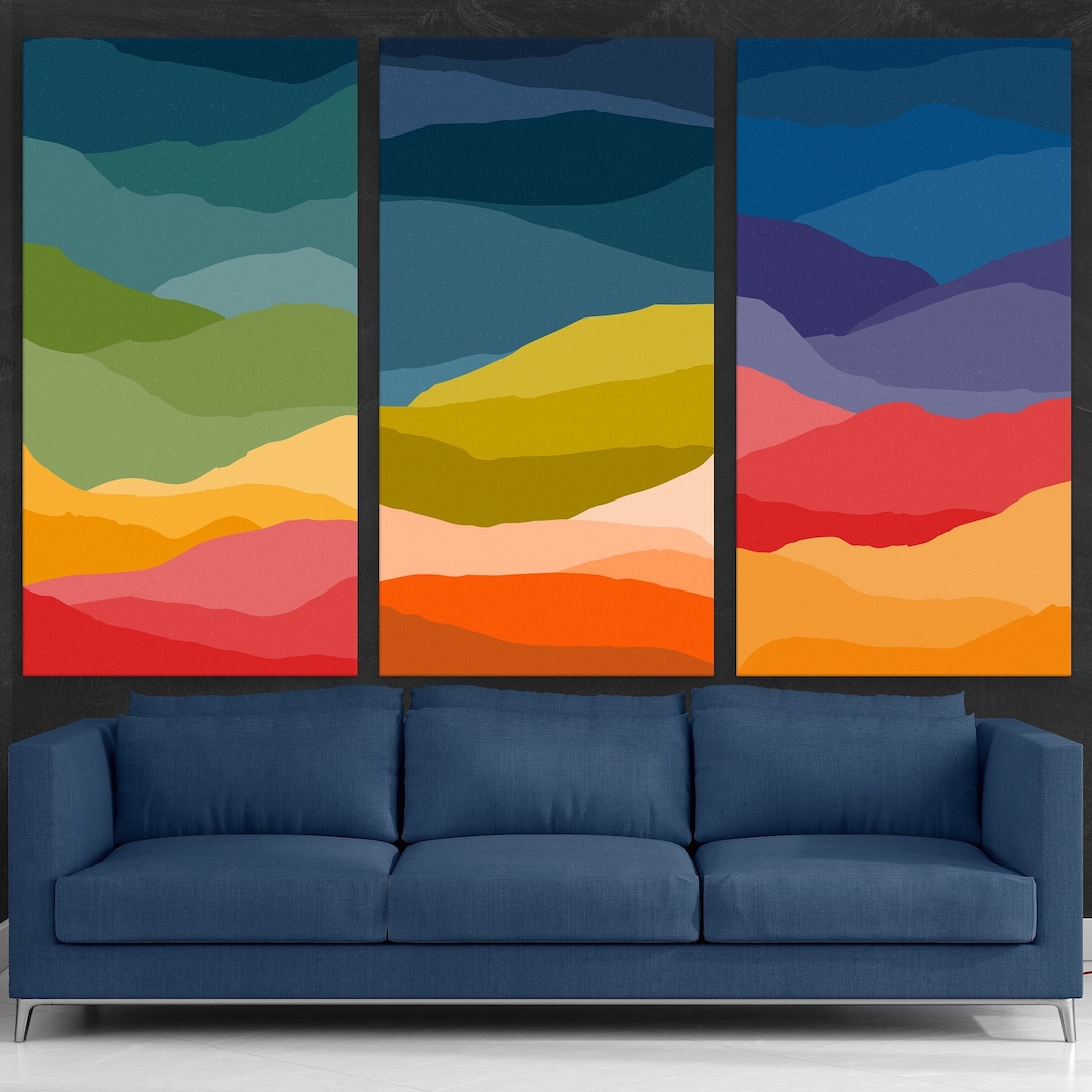Colorful Wall Art Print on Canvas Colorful Prints Set of 3 - Etsy