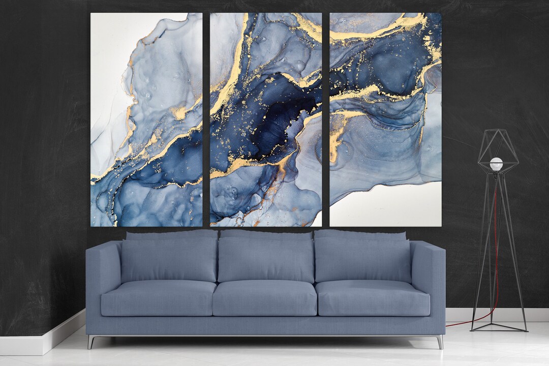 Blue Marble Abstract Canvas Wall Art Set of 5 Prints Extra - Etsy
