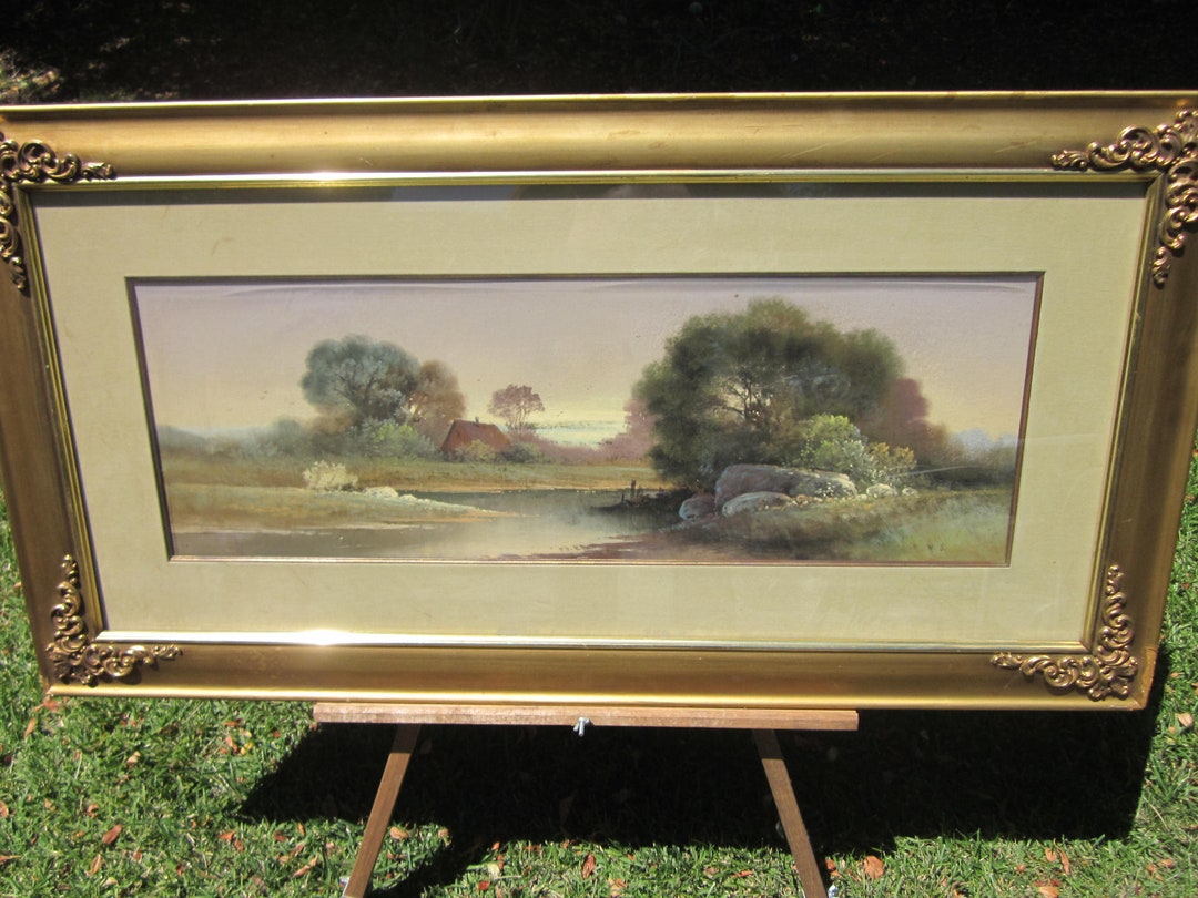 William Christian Symons Pastel Landscape Painting / 1870s-signed W.S ...