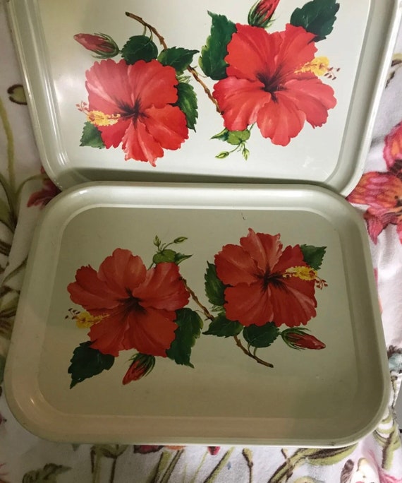 Vintage Metal Floral Trays | Etsy