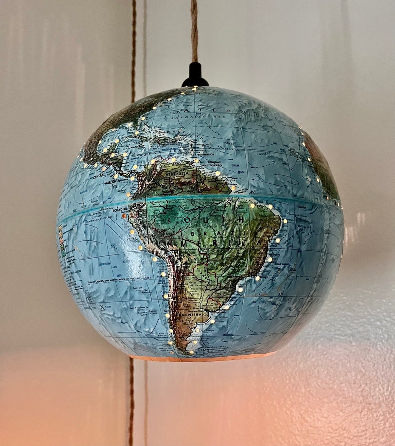 World Globe Light Repurposed FREE SHIPPING - Etsy