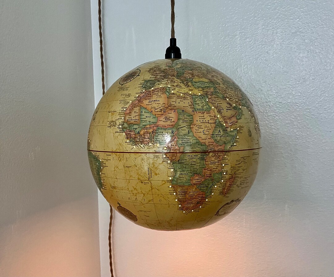 Extra Large 16” Vintage World Globe Light - Etsy