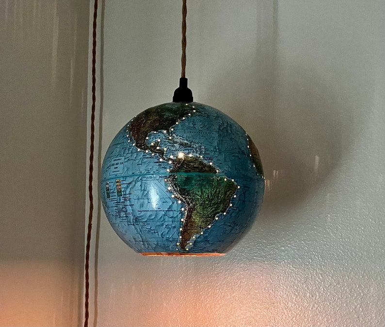 World Globe Light Repurposed FREE SHIPPING - Etsy