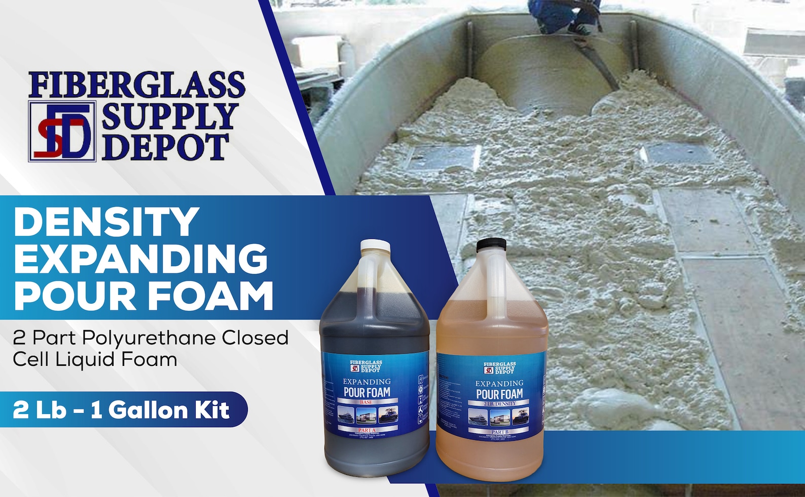 2 Lb Density Expanding Pour Foam, 2 Part Polyurethane Closed Cell ...