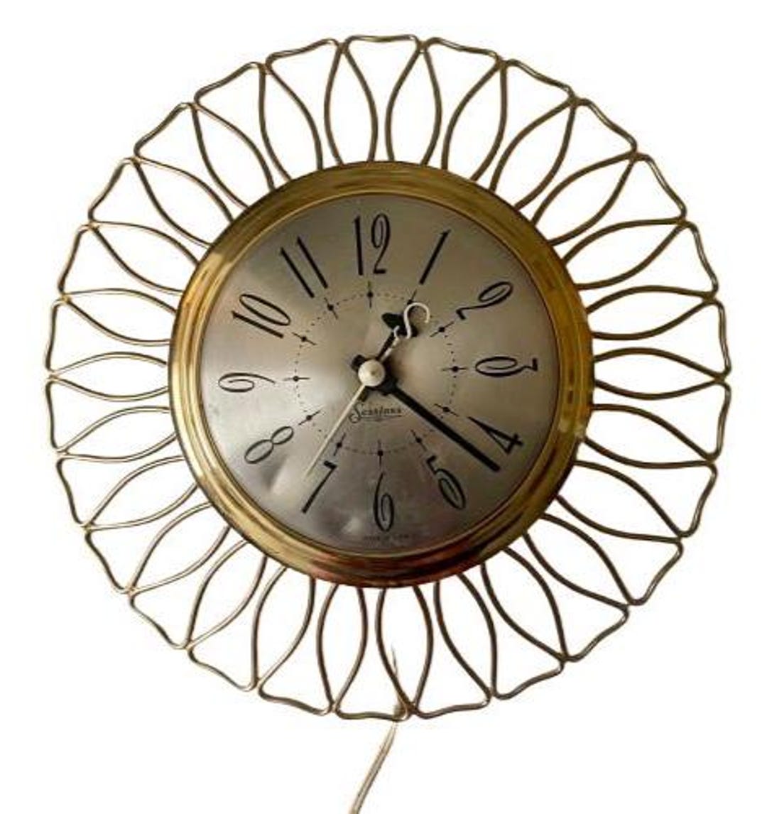 Sessions Wall Clock Mid Century Brass Made in the USA Mid Mod - Etsy