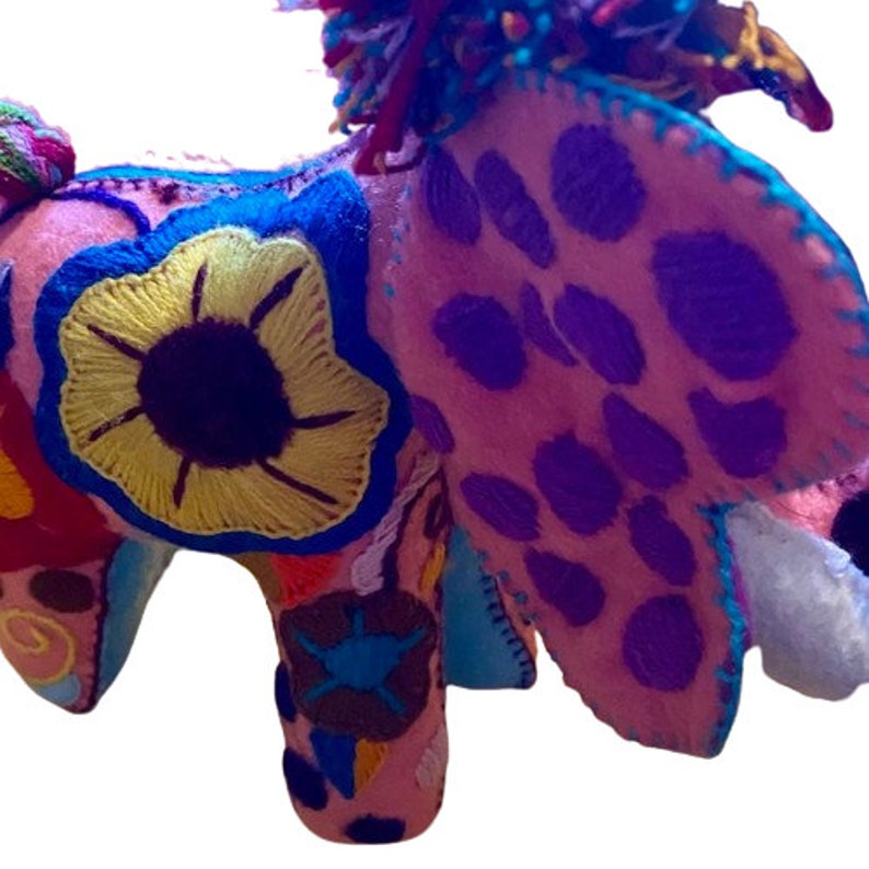 Mexican Folk Art Handmade Elephant Figurine Cloth Covered Embroidered ...