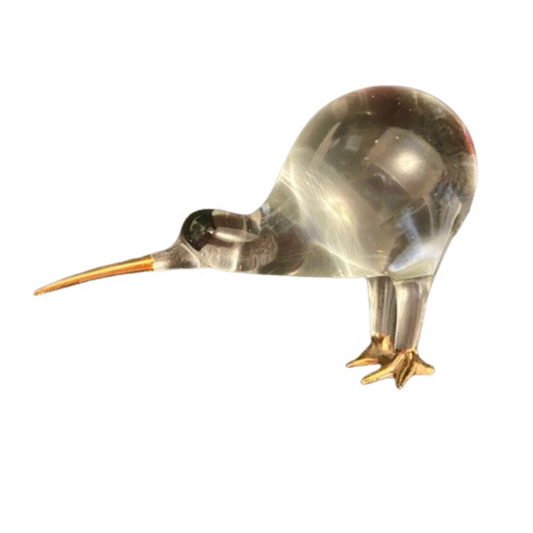 Barresque Crystal Kiwi Bird Figurine 24K Gold Beak Feet Vintage 1980s ...