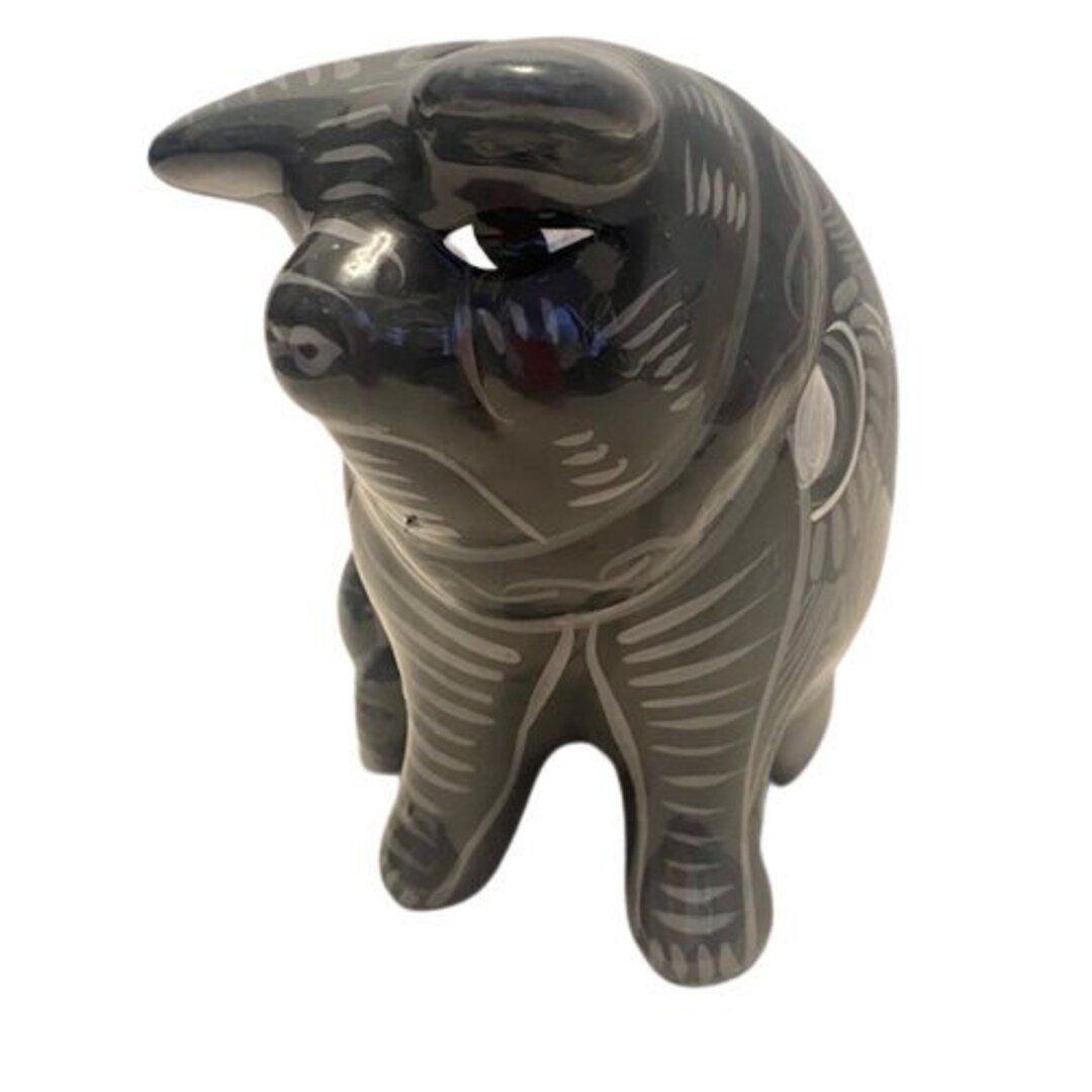 Talavera Ceramic Pig Mexican Folk Art Pottery Gray White Handmade Hand ...