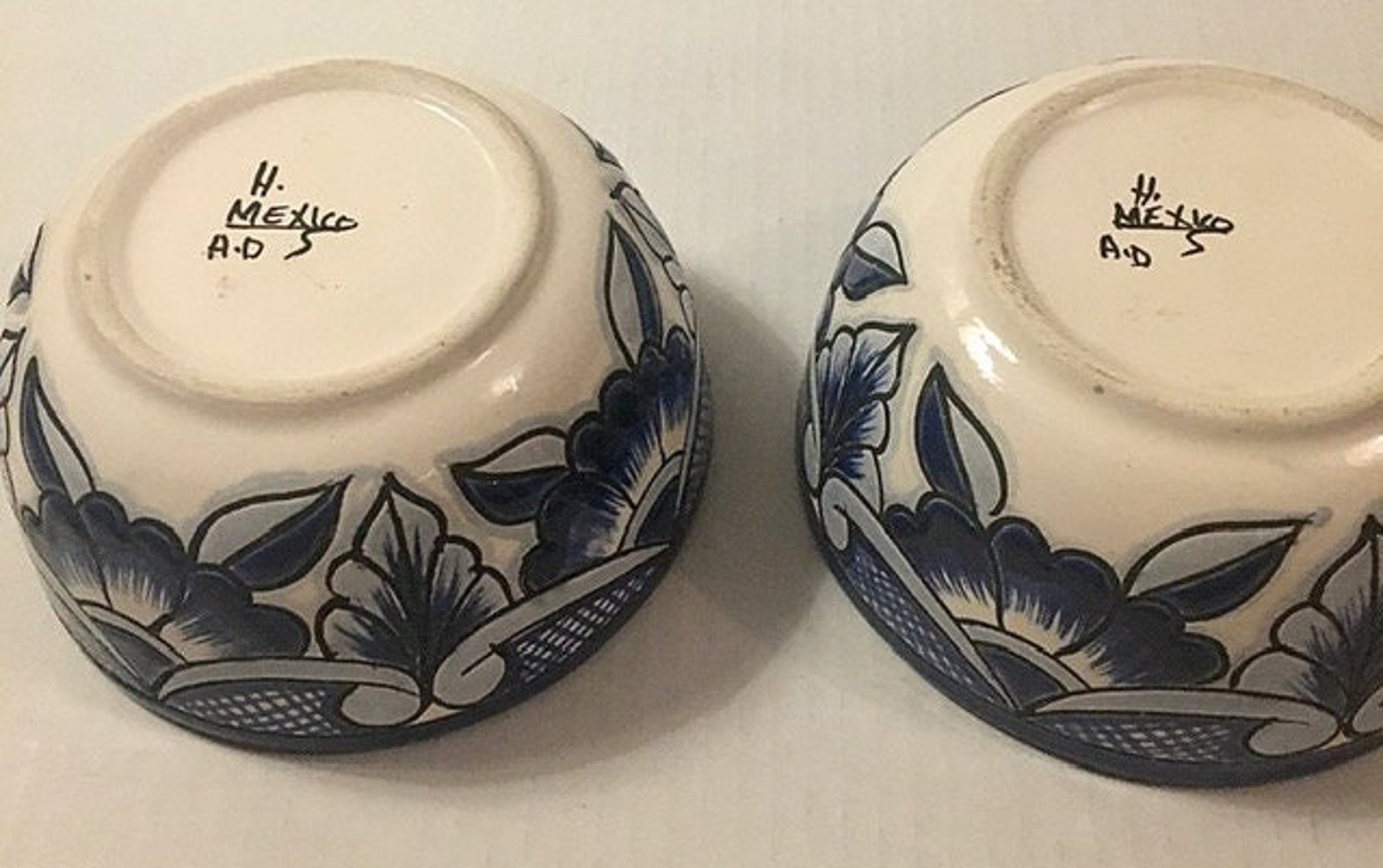 Bowls Talavera Cobalt Blue White Pottery Set of Two Hand Painted ...