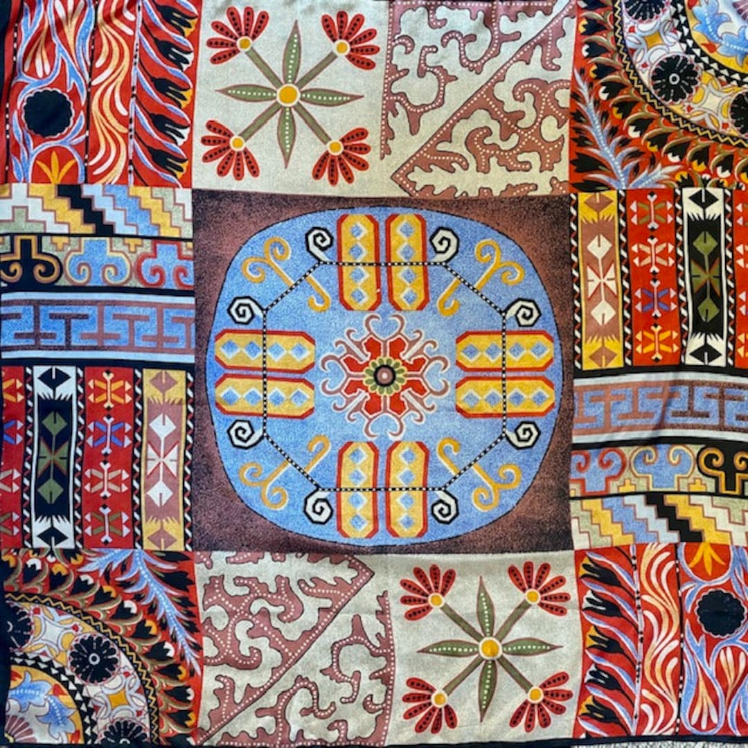 Silk Scarf Vibrant Color Patterns Traditional Moroccoan Style Hand ...