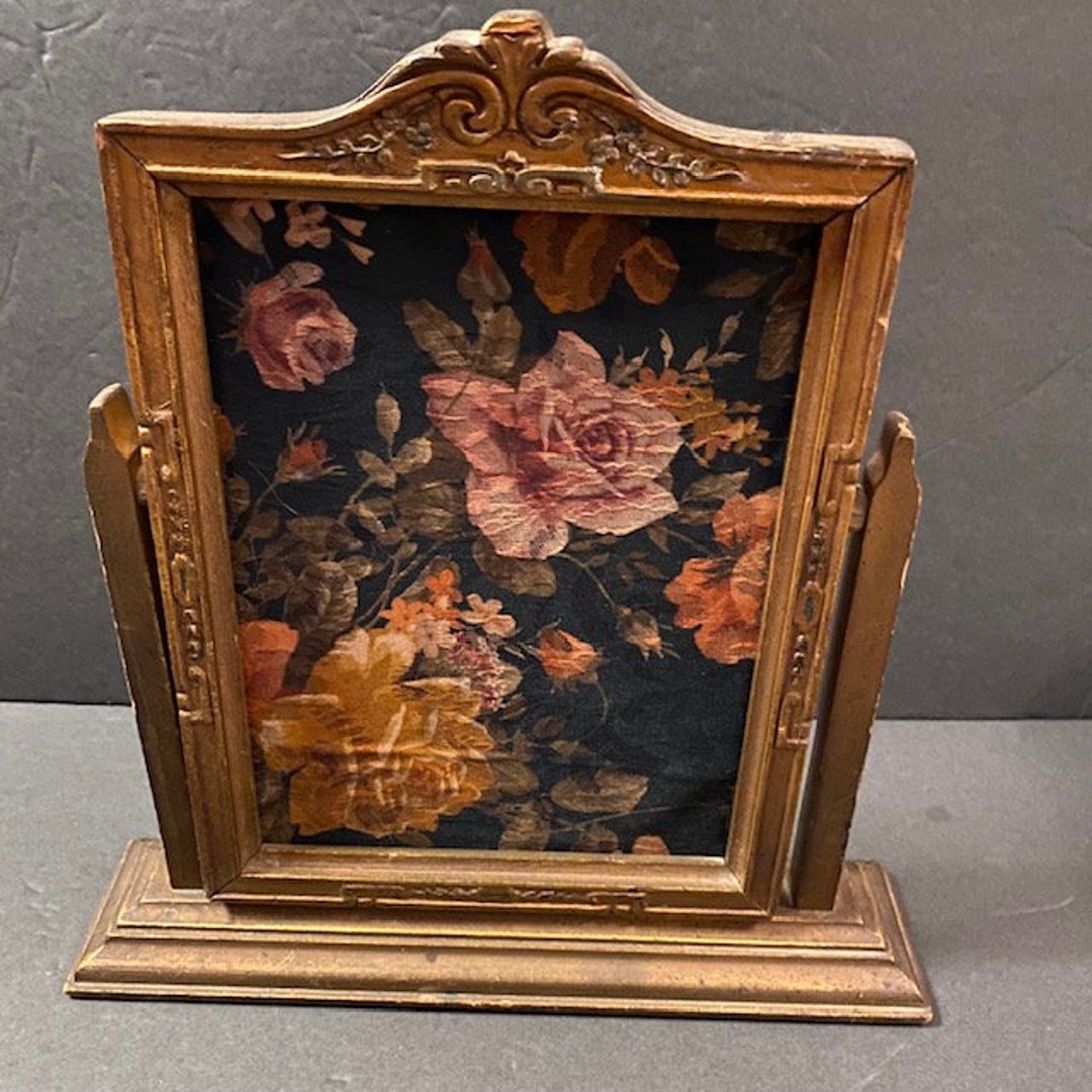 Wooden Stand Up Frame Swing Swivel Art Deco Carved Details Tabletop