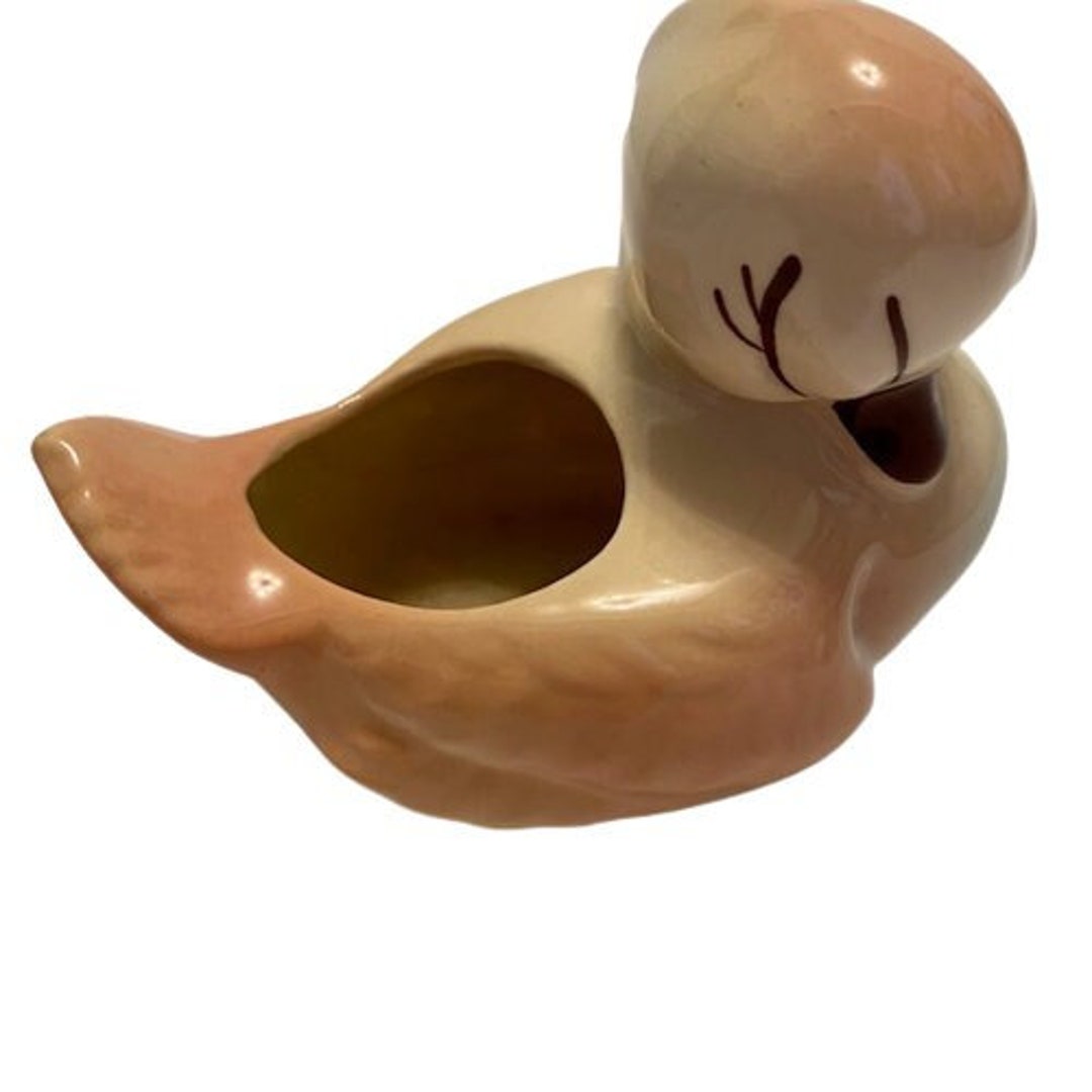Ceramic Sleepy Duck Planter Vintage 40s 50s Pink Blue Hand Painted ...