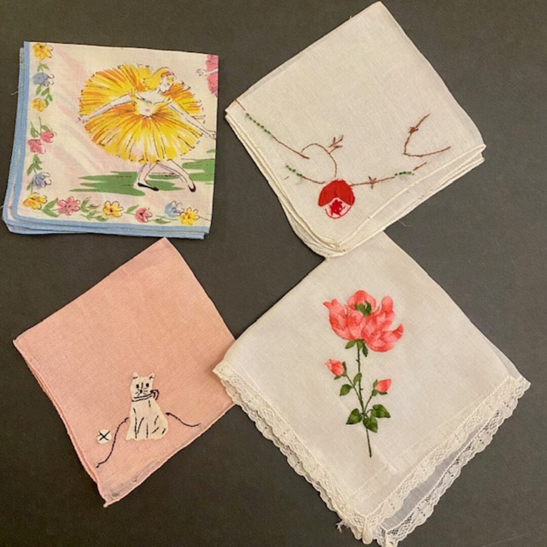 Hankies Hand Embroidered Very Vintage Handkerchiefs Lot of Four - Etsy