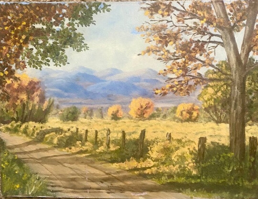 Original Acrylic Painting Landscape Country Road Scene Stretched Canvas ...