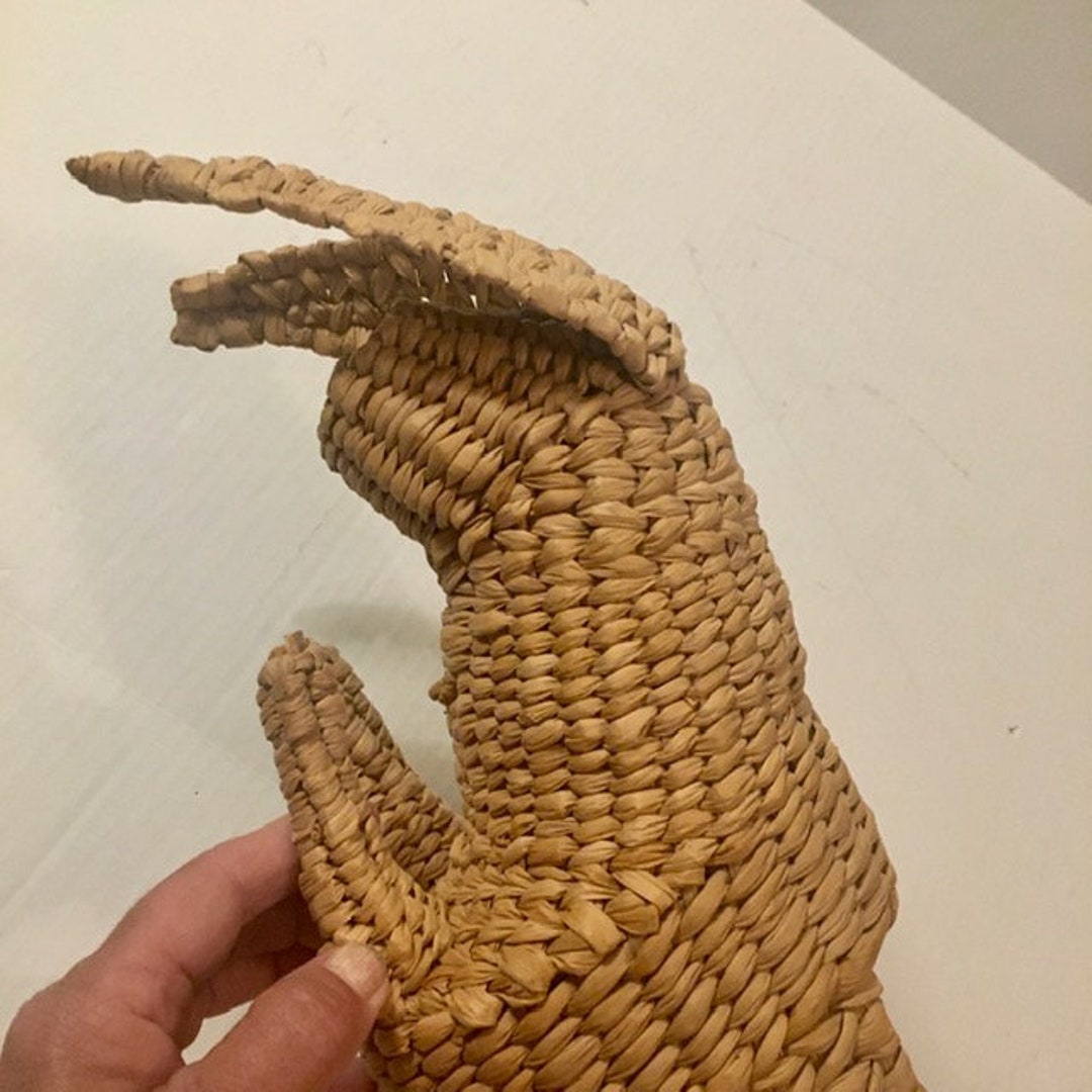 Handmade Basket Woven Rattan Straw Bunny Rabbit Basket Planter Floppy ...
