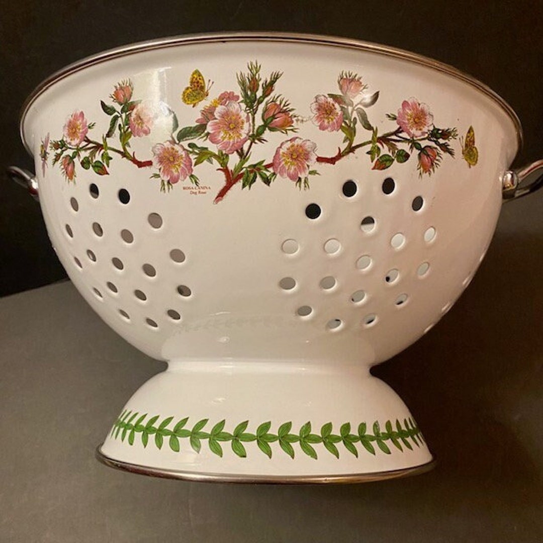 Portmeirion Colander Strainer Metal Enamel Dog Rose Rosa Canina ...