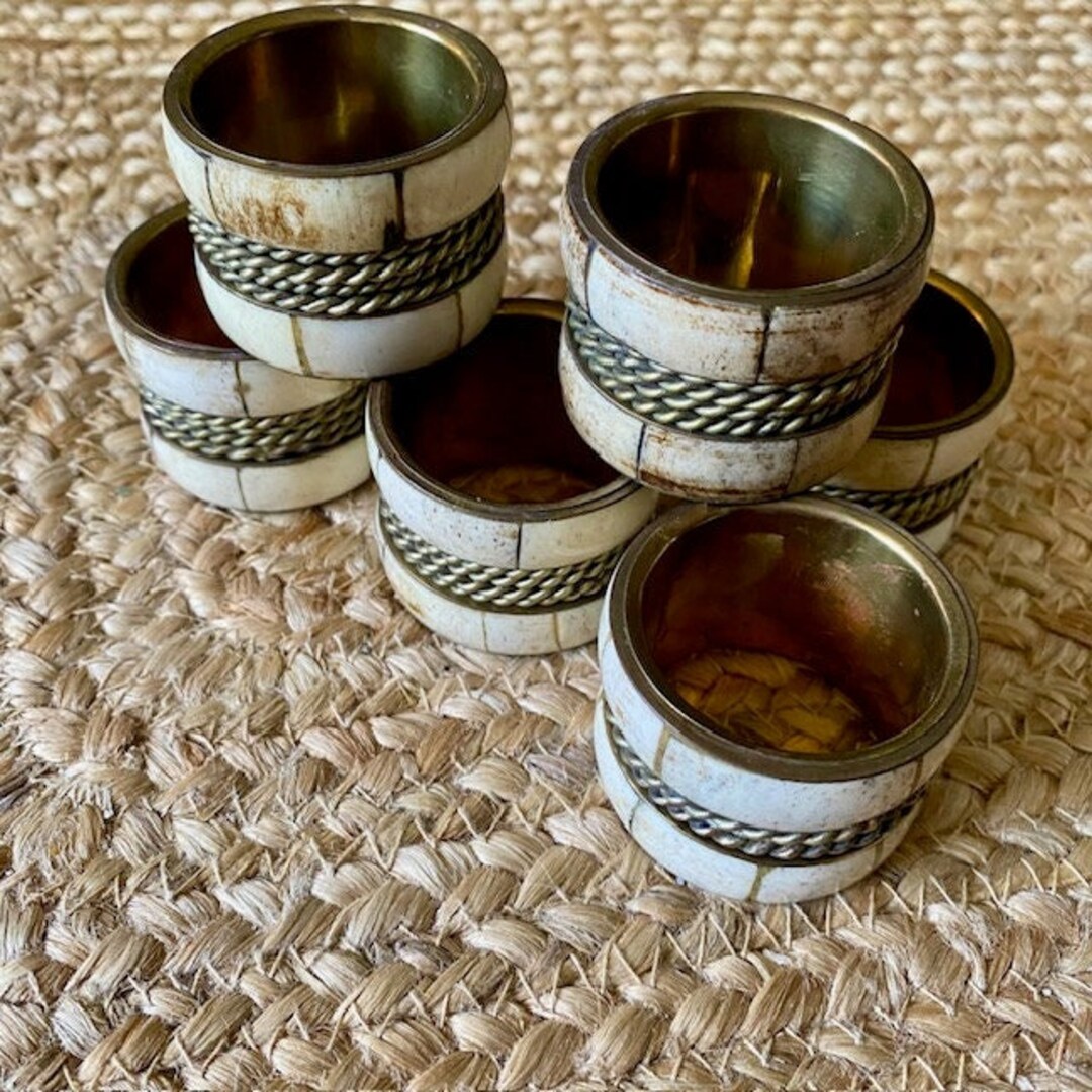 Napkin Rings Bone and Brass Set of Six Vintage 1960s - Etsy