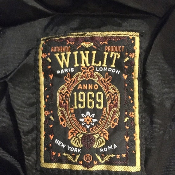 Leather Mixed Print Fabric Winlit Jacket Vintage 80s… - Gem