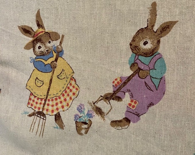 Oval Tablecloth Bunny Rabbits 90s Vintage Avon Bright Pastels ...