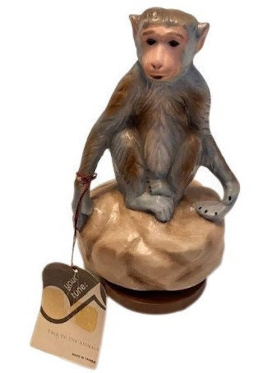 Ceramic Monkey Music Box Figurine Vintage 60s With Tag Melodies Sankyo ...