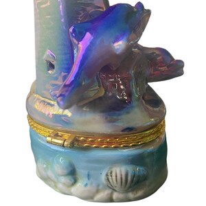 Trinket Box Ceramic Lighthouse Dolphins Ring Box Beach House Decor ...