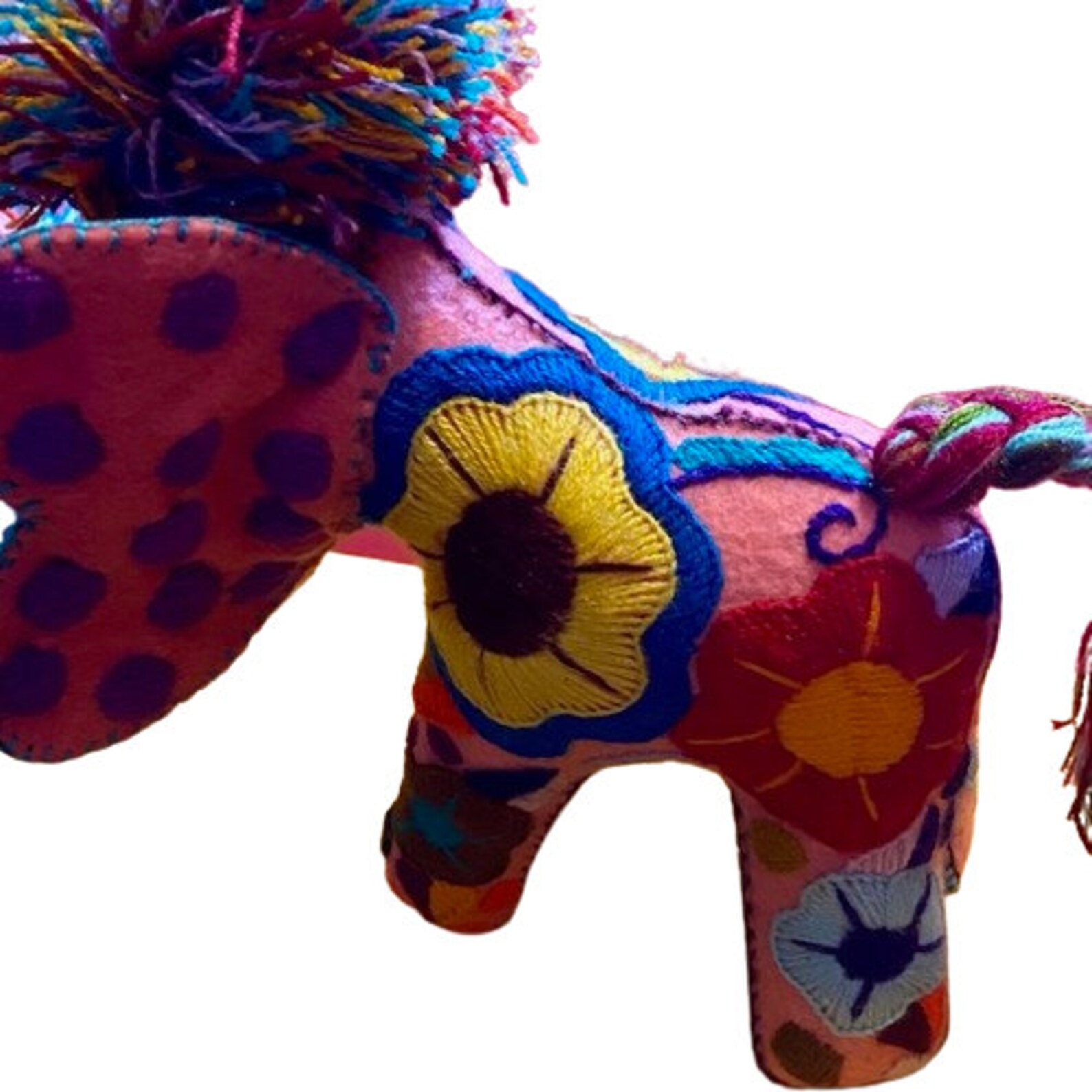 Mexican Folk Art Handmade Elephant Figurine Cloth Covered Embroidered ...