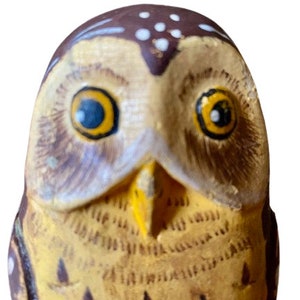 Wooden Owl Figurine Hand Carved Hand Painted Folk Art Style - Etsy