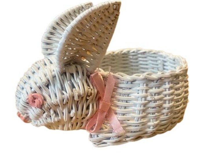 Wicker Bunny Rabbit Basket Planter Vintage 1980s - Etsy