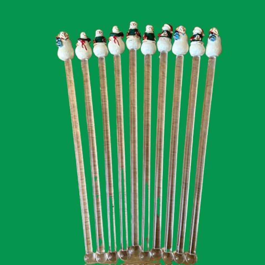 Ten Snowman Swizzle Sticks Christmas Party Holiday Cocktails Stir ...