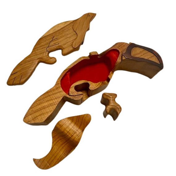 Handmade Toucan Puzzle Trinket Box Vintage 1980s - Gem