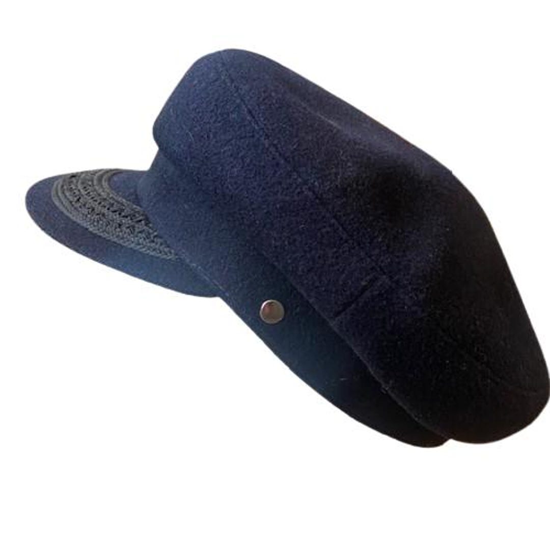 Greek Fishermans Cap Black Wool Braid Trim Vintage 1970s Youngan ...