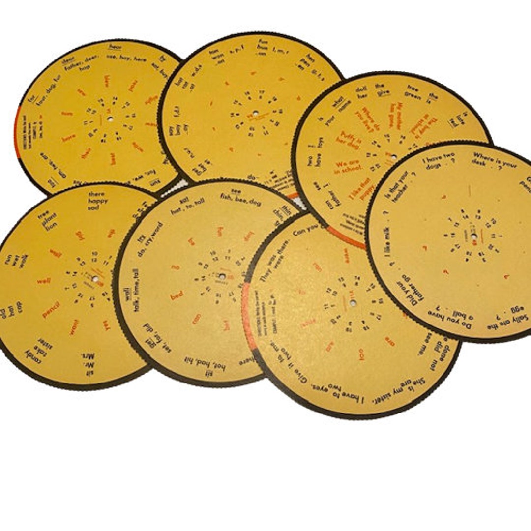 Vocabulary Wheels Reading Writing Learning Teacher Set of Seven Vintage ...