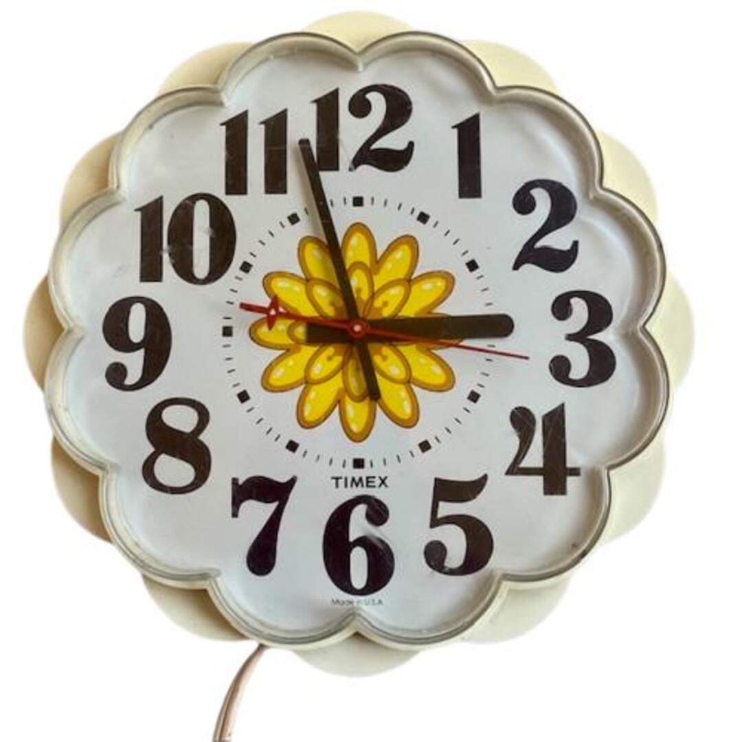 Timex Wall Clock Flower Power Mid Century Vintage 1960s Works Electric ...