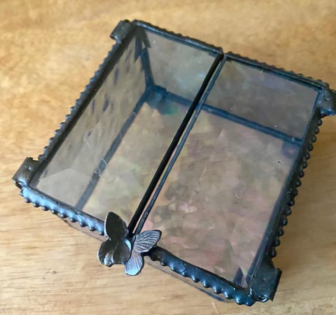 J.devlin Glass Trinket Ring Jewelry Box Double Hinged Lid Butterfly - Etsy