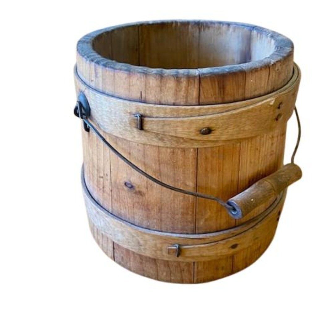Primitive Wooden Bucket With Handle Rustic Farmhouse Decor - Etsy