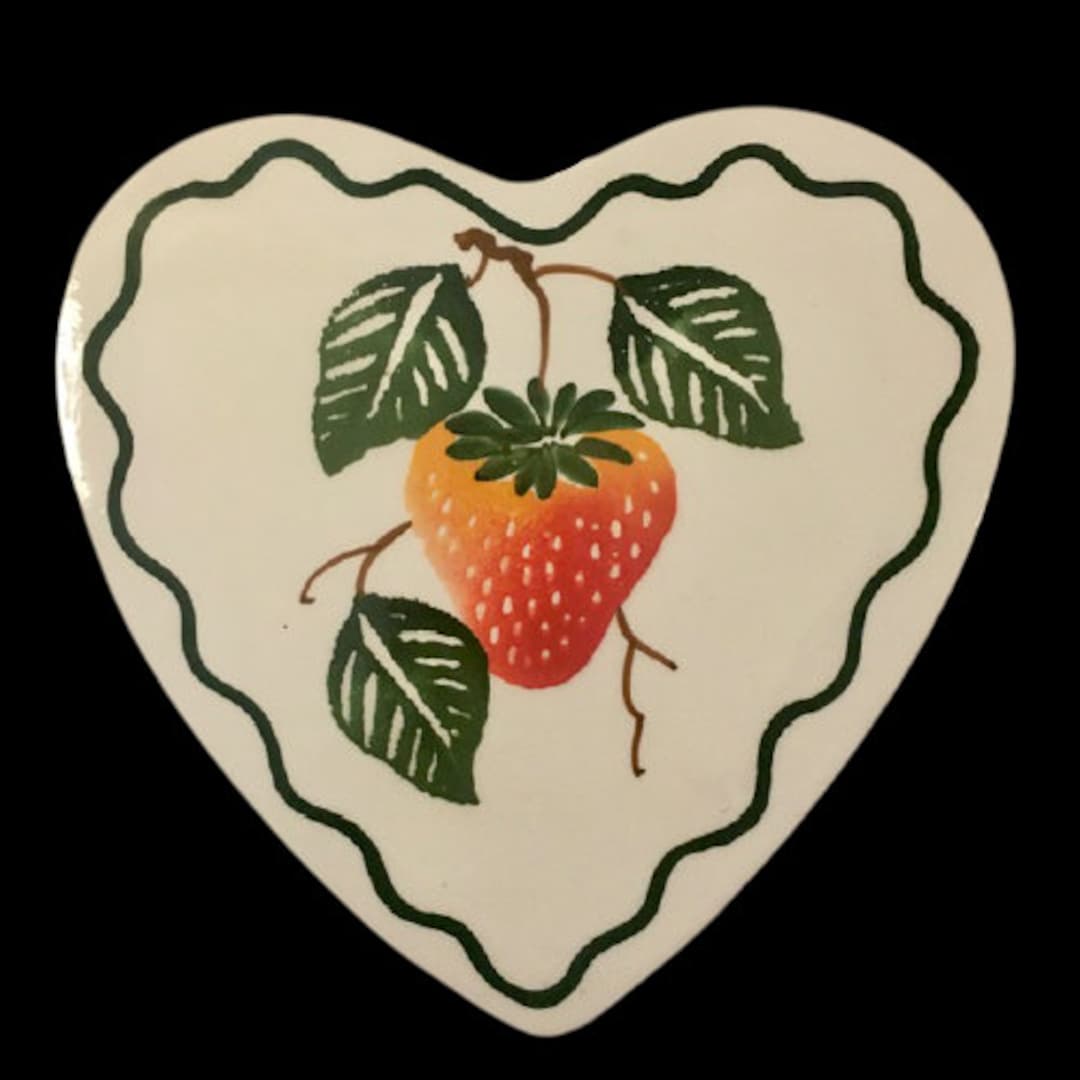 Trivet Ceramic Heart Shaped Hand Painted Strawberry Vintage Italy - Etsy