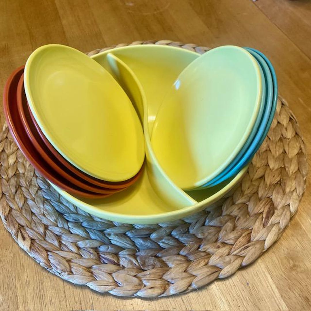 Melmac Dishes Sun Valley Mid Century Divided Serving Dish Seven Small ...