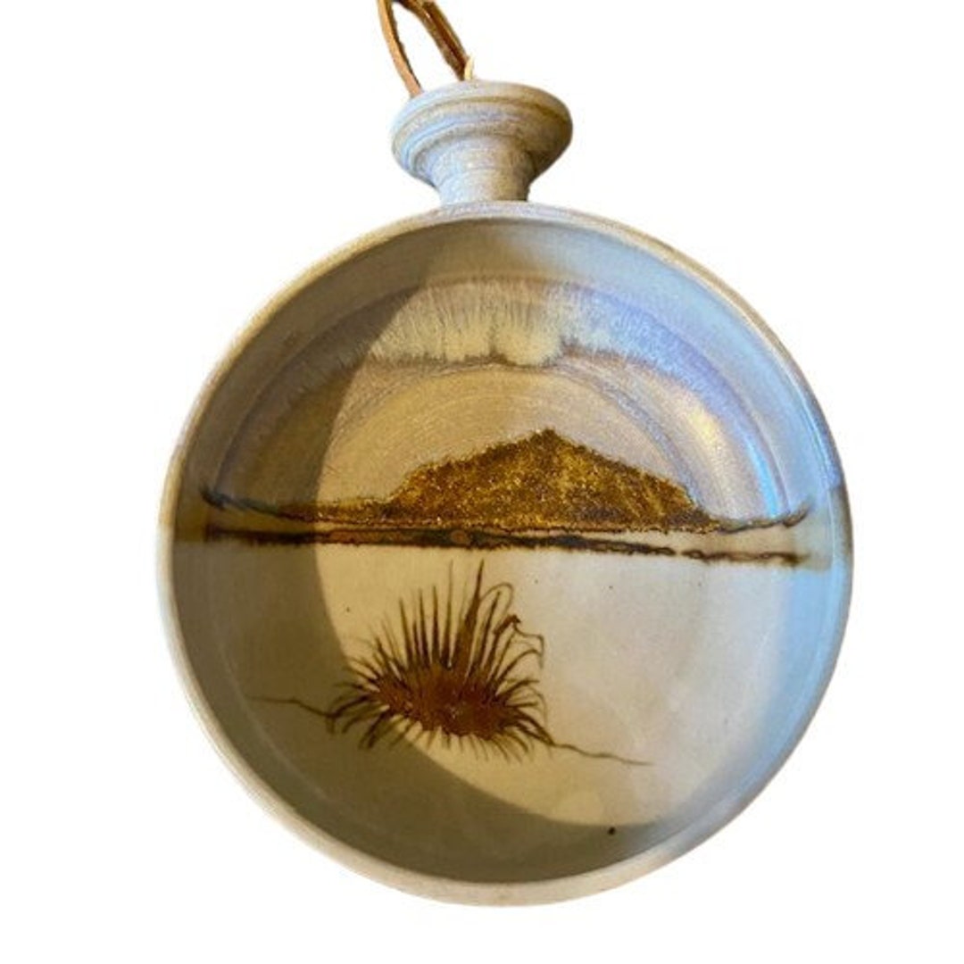 Art Pottery Serving Bowl Desert Mountain Southwestern Scene Hand ...