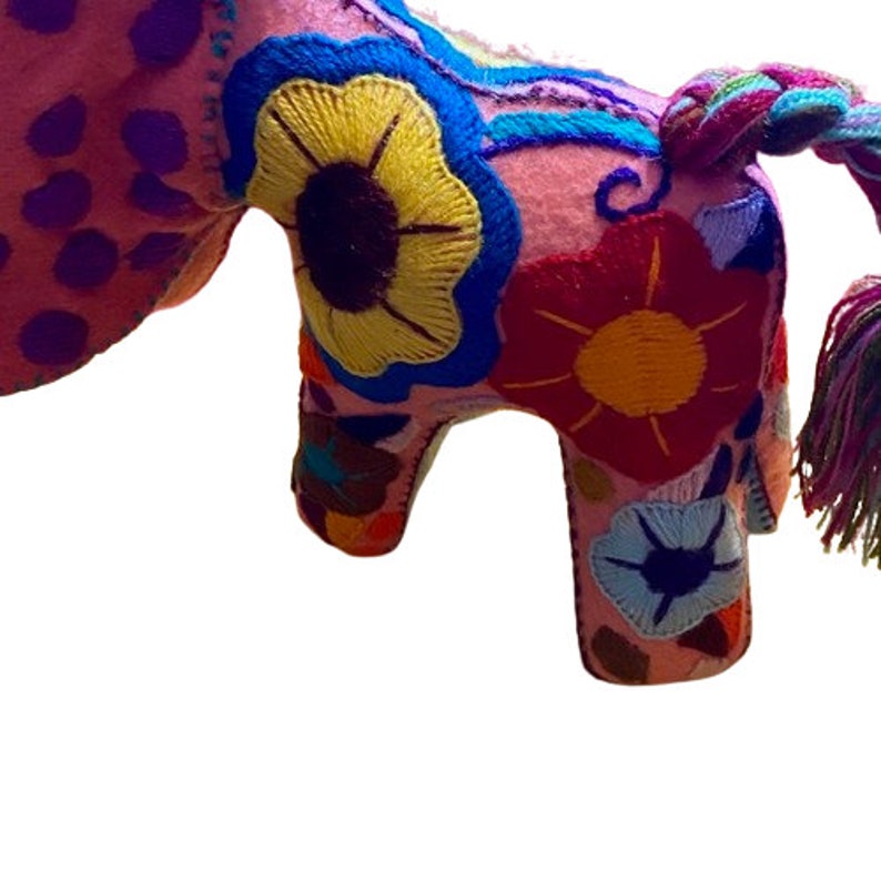Mexican Folk Art Handmade Elephant Figurine Cloth Covered Embroidered ...