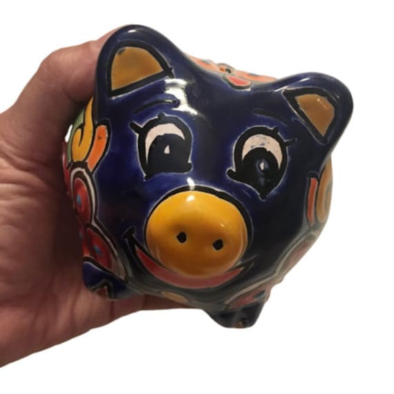 Talavera Piggy Bank Hand Painted Pig Handmade Mexico Pottery | Etsy