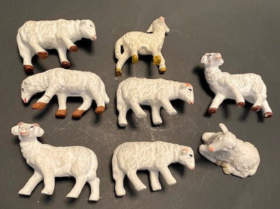 Ceramic Sheep Flock Rams Lot of Eight Vintage Herd of Sheep Japan Italy ...