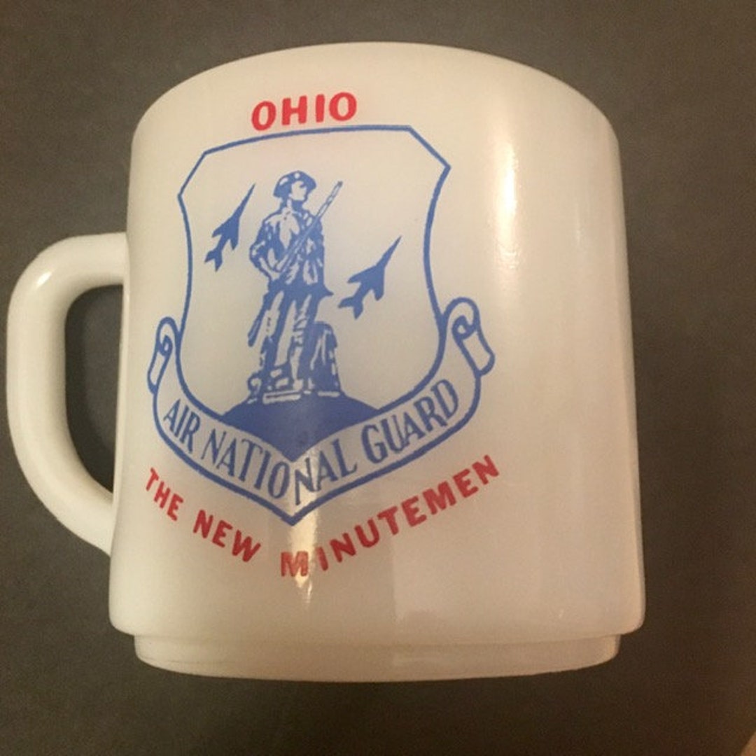 Milk Glass Mug Air National Guard the New Minutemen Ohio Logo Vintage ...