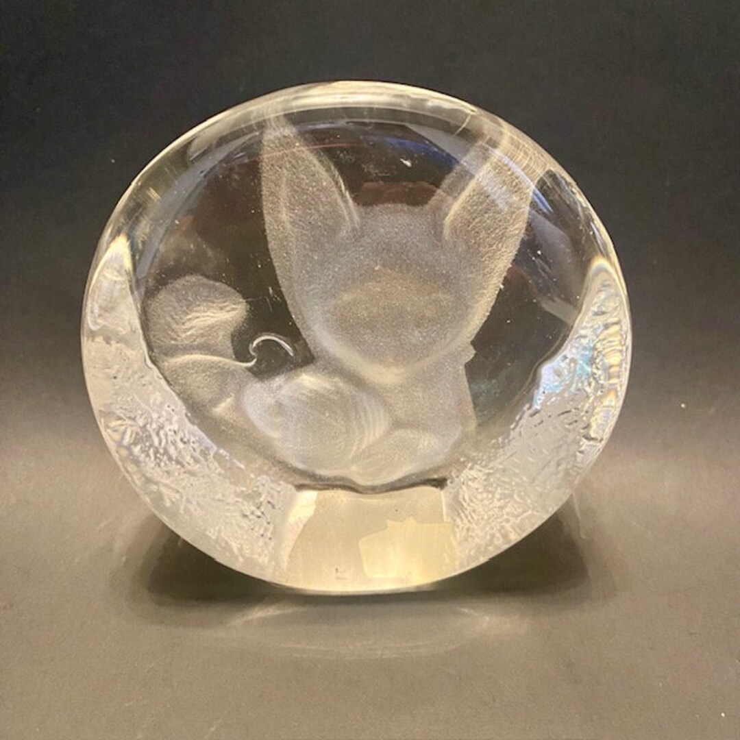 Zajecar Lead Crystal Paperweight Reverse Cut Cat Kitten With Yarn Made ...