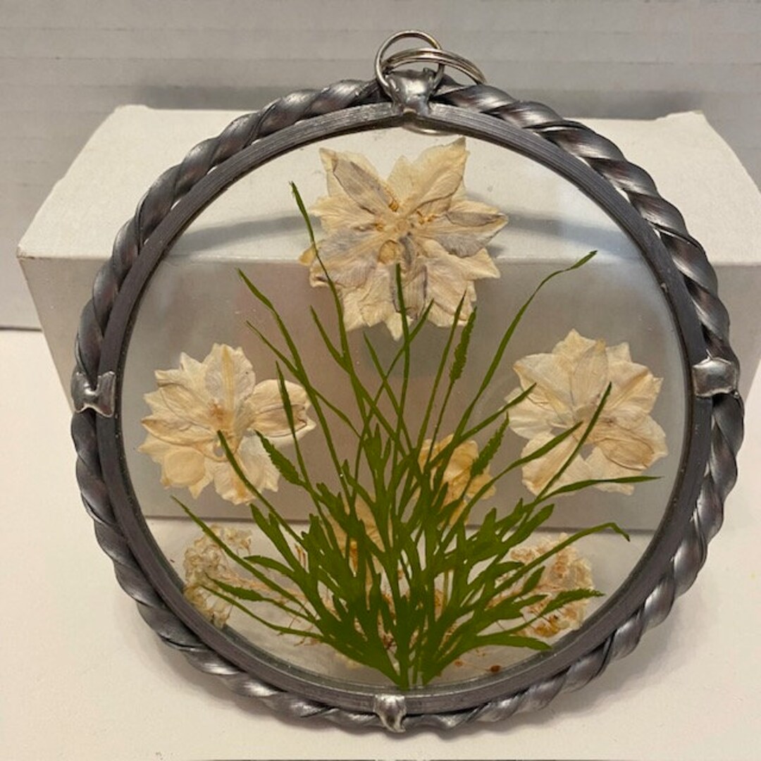 Suncatcher Pressed Dried Flowers Botanical Glass Art Metal Frame ...