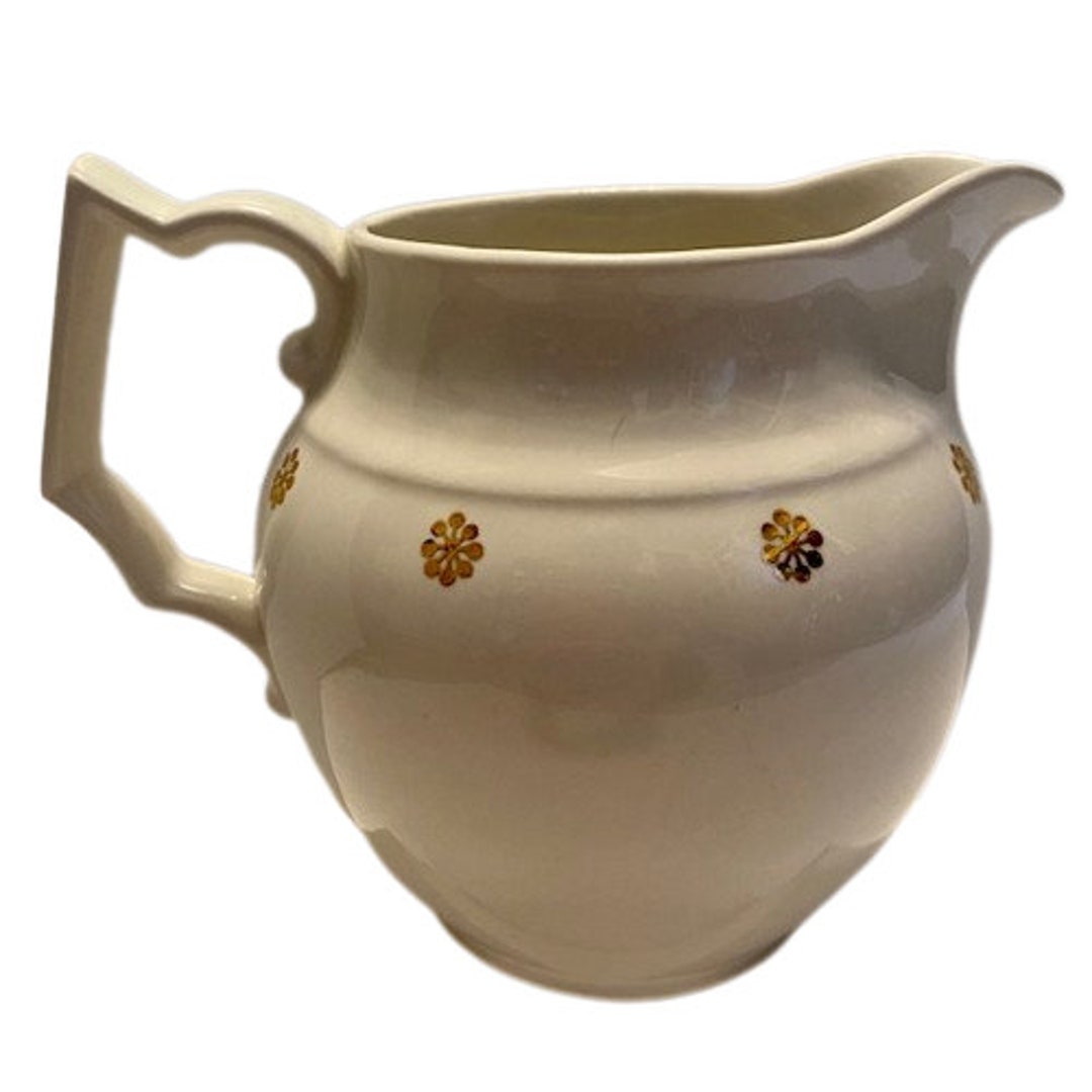 Hall Pitcher Jug White Gold Floral Trim 1540 - Etsy
